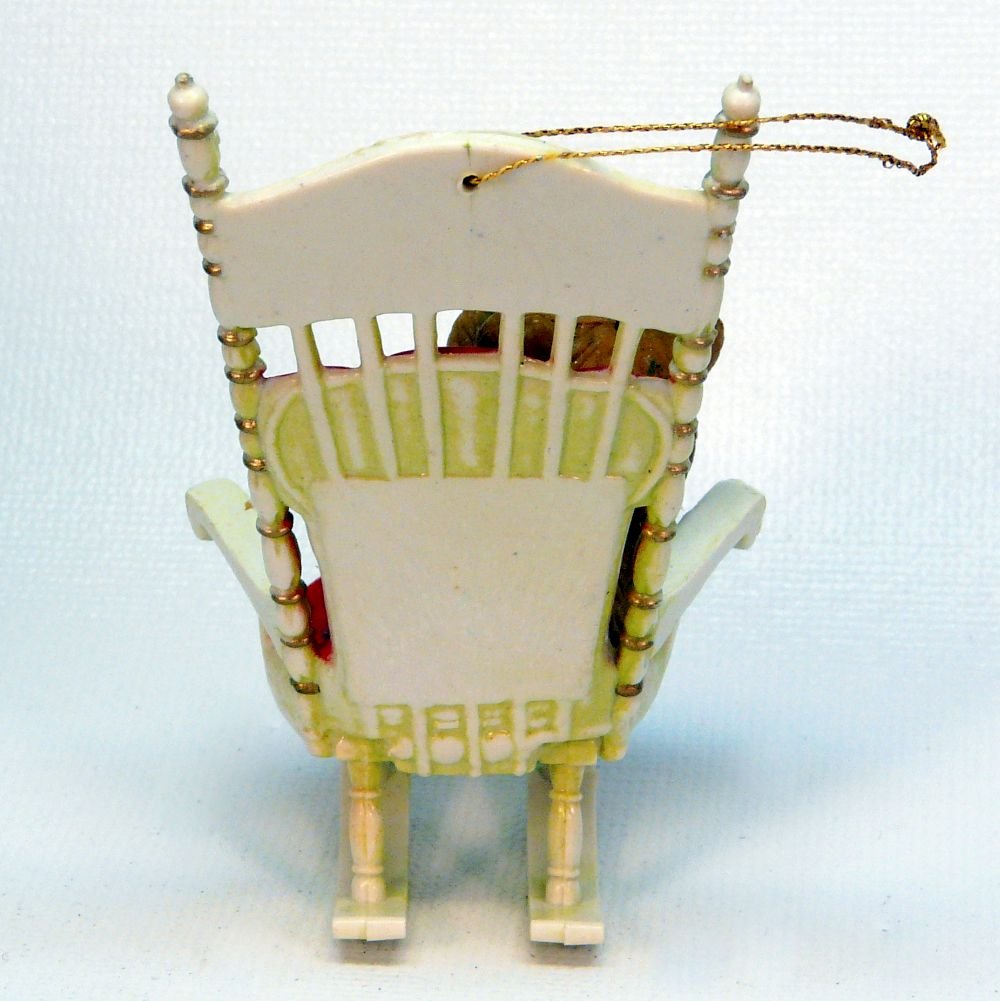 Vintage teddy bear in rocking chair Christmas ornament