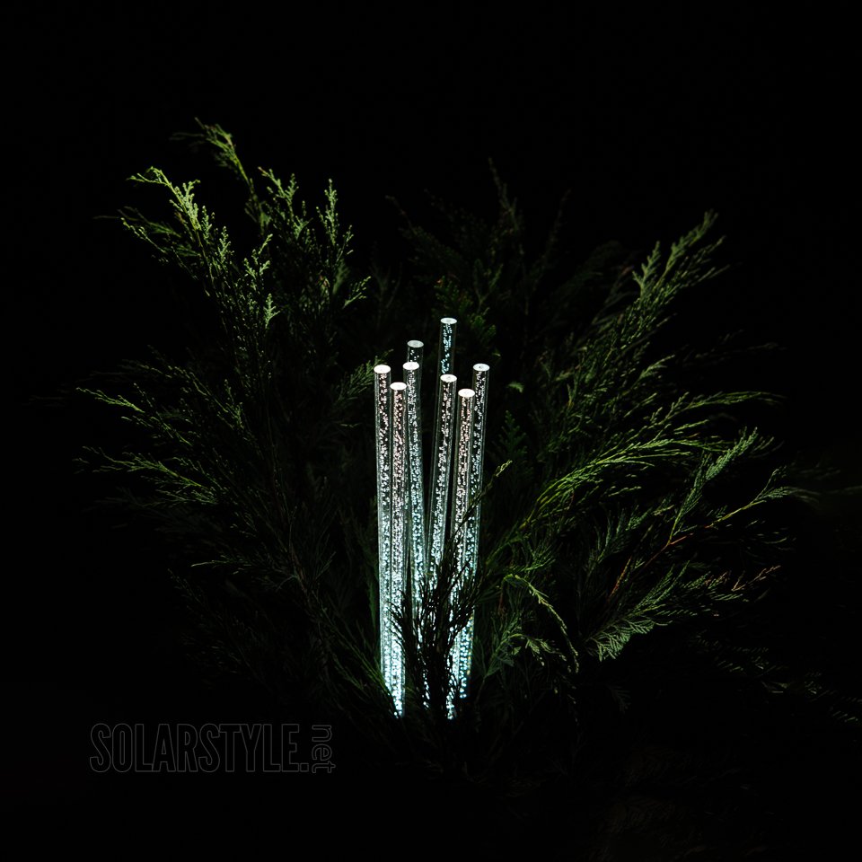 8 Bubble White LED Light Outdoor Lawn Garden Solar Powered Sticks