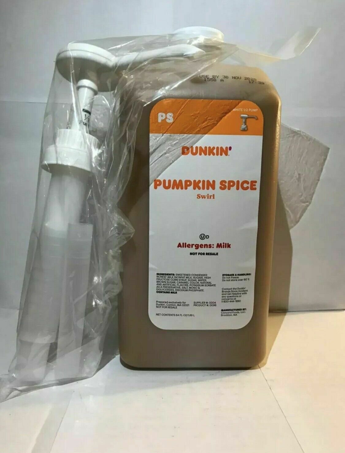 Dunkin Donuts Pumpkin Swirl With Pump FREE SHIPPING