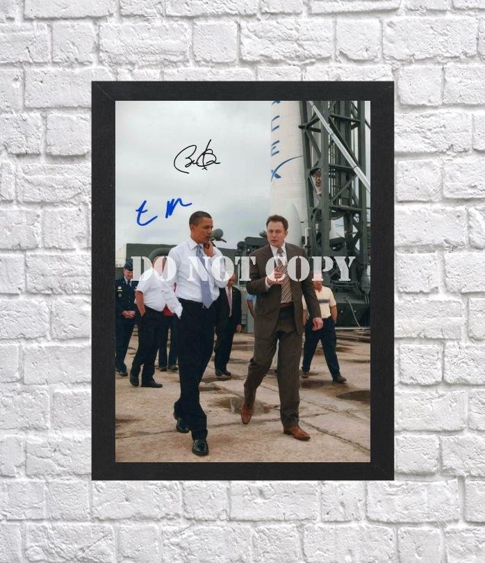 Barack Obama Elon Musk Autographed Signed Print Photo Poster h90 A4 8 ...