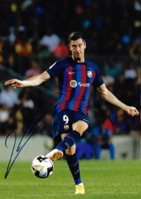 Robert Lewandowski Barcelona Signed Autographed Poster Photo A2 16.5x23.4""