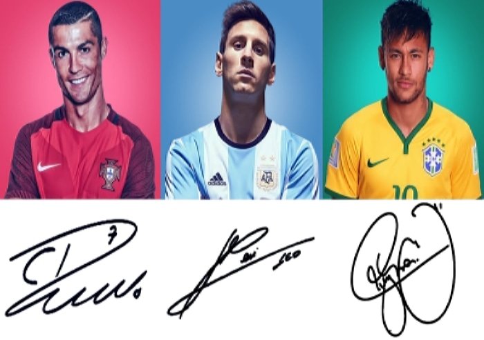 Cristiano Ronaldo Lionel Messi Neymar Signed Autographed Poster Photo ...