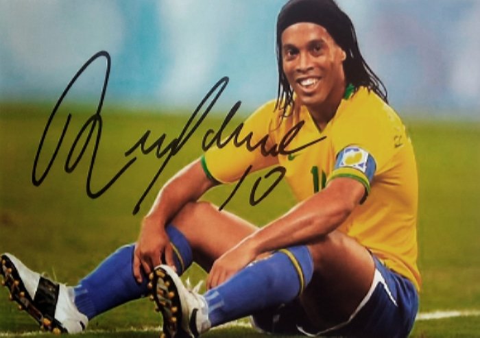 Ronaldinho Signed Autographed Poster Photo A2 16.5x23.4""
