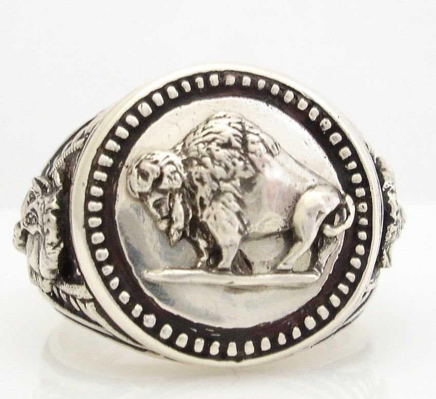Buffalo Nickel Mens Coin ring sterling silver 925