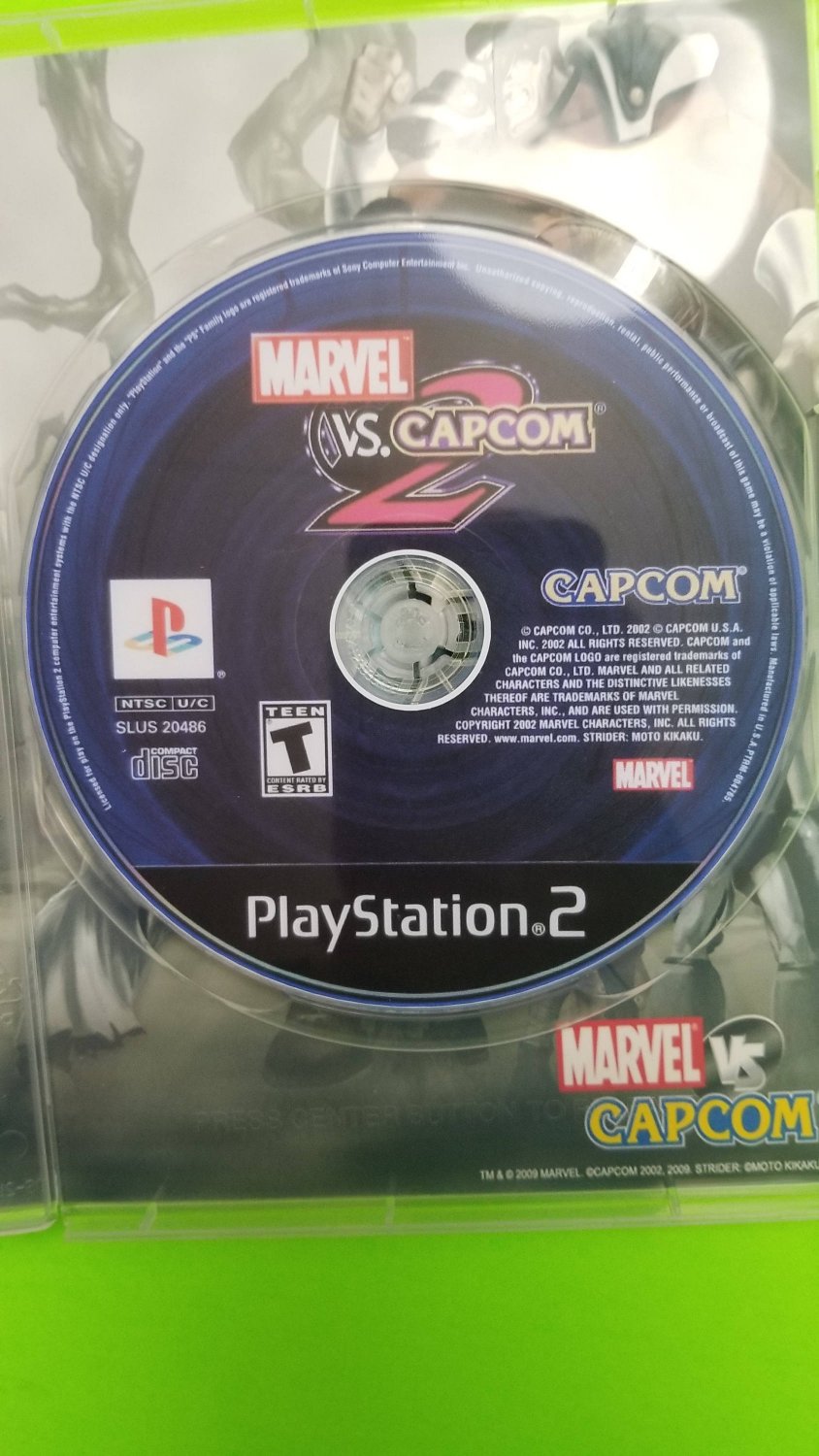 Marvel Vs Capcom 2 Reproduction case and art disc for Playstation 2