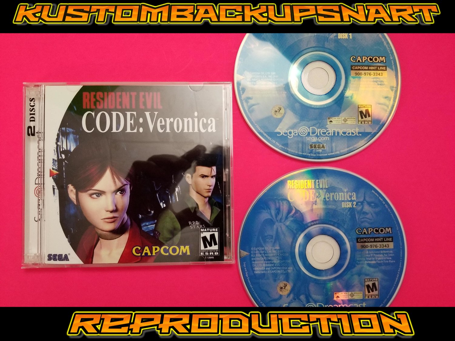 Resident Evil - Code - Veronica Custom Reproduction Case and Art Disc ...