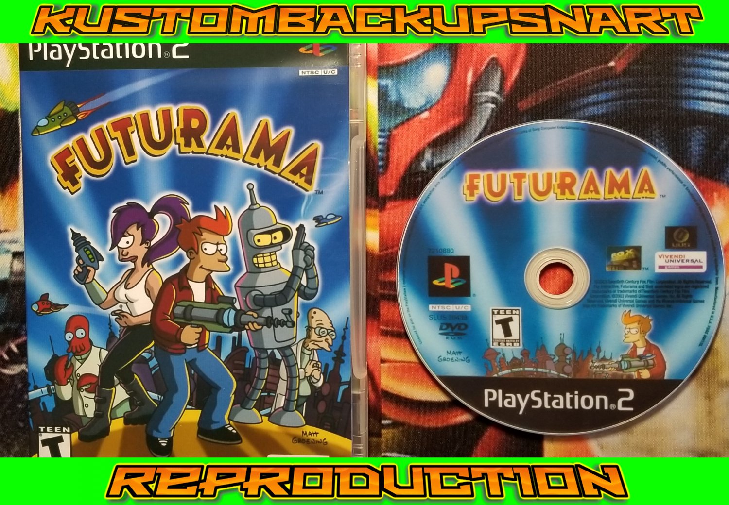 Futurama Custom Reproduction Case and Art Disc for Playstation 2