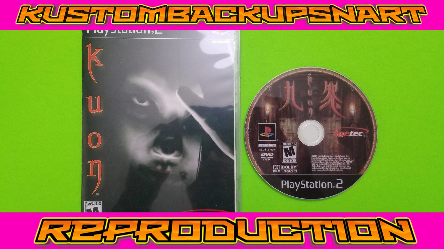 Kuon Custom Reproduction Case and Art Disc for Playstation 2