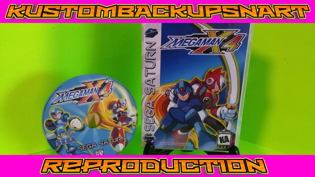 Mega Man X4 Custom Reproduction Case and Art Disc for Sega Saturn