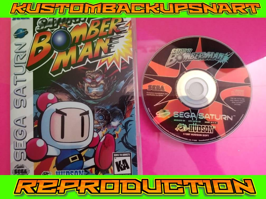 Saturn Bomberman Custom Reproduction Case and Art Disc for Sega Saturn