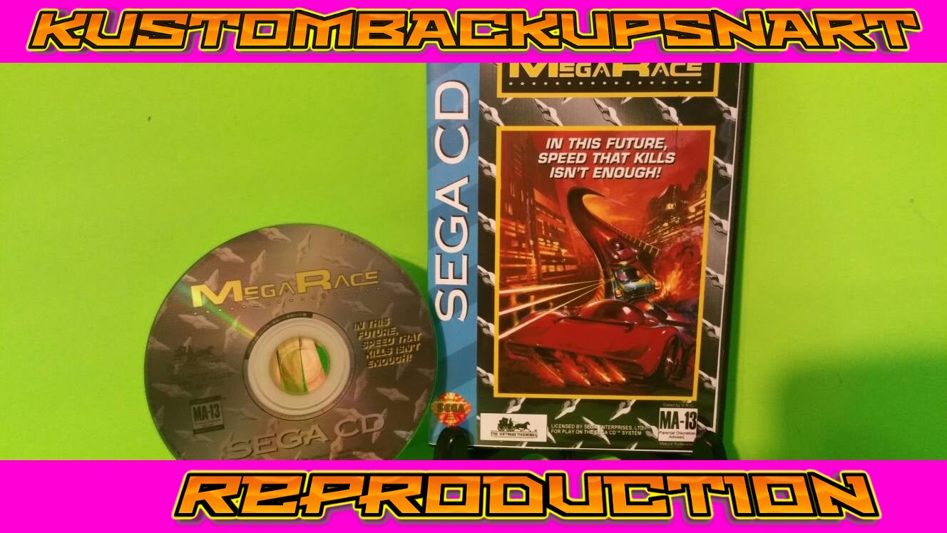 Mega Race Custom Reproduction Case and Art Disc for Sega CD