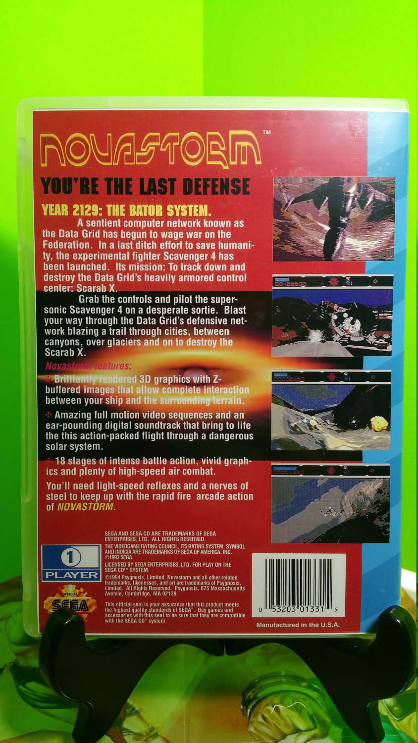 Novastorm Custom Reproduction Case and Art Disc for Sega CD