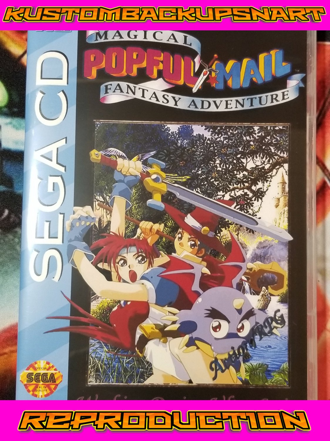 Popful Mail Custom Reproduction Case and Art Disc for Sega CD