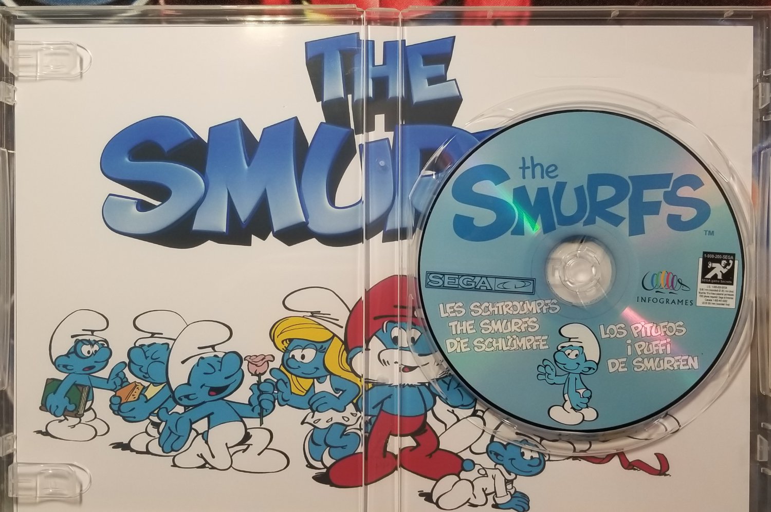 Smurfs Custom Reproduction Case and Art Disc for Sega CD