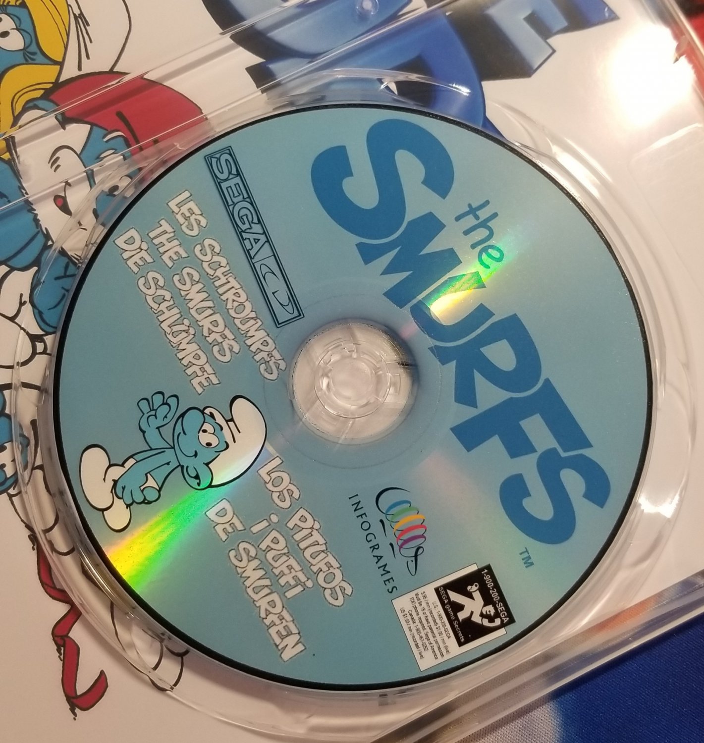 Smurfs Custom Reproduction Case and Art Disc for Sega CD
