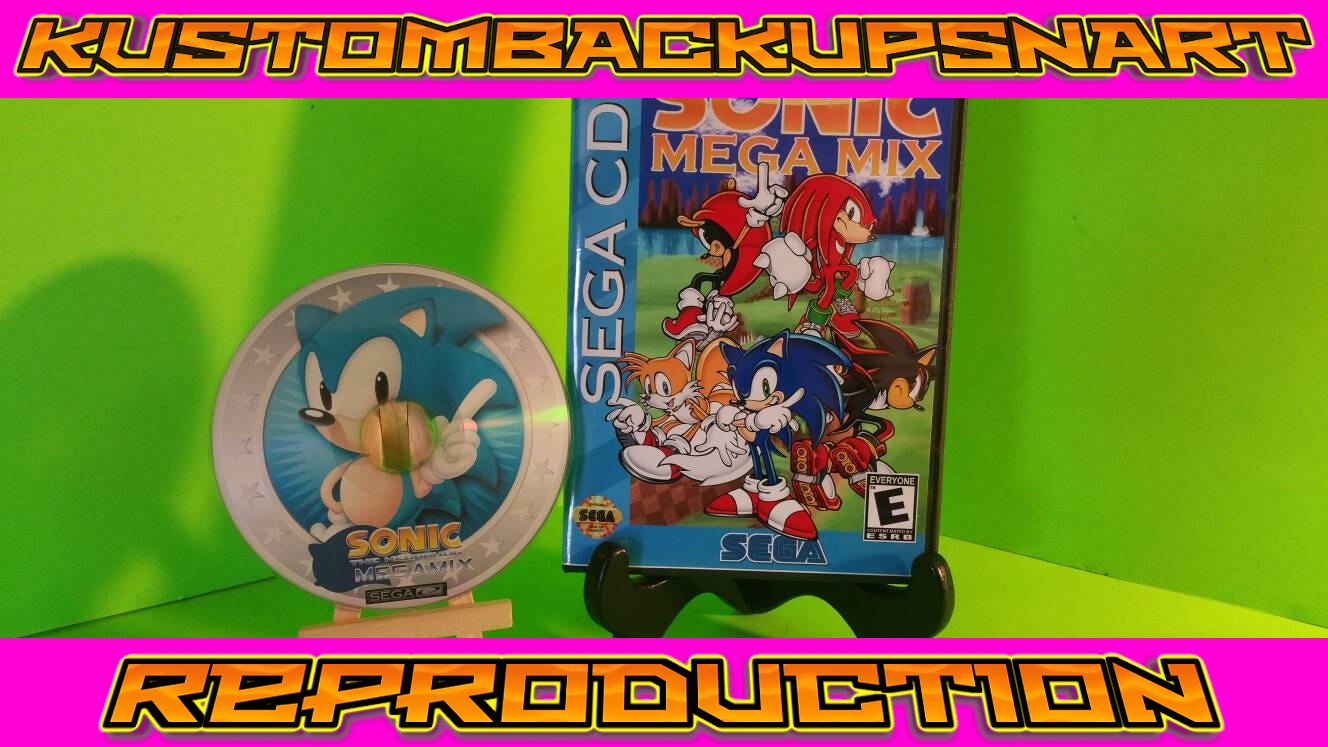 Sonic Megamix Custom Reproduction Case and Art Disc for Sega CD