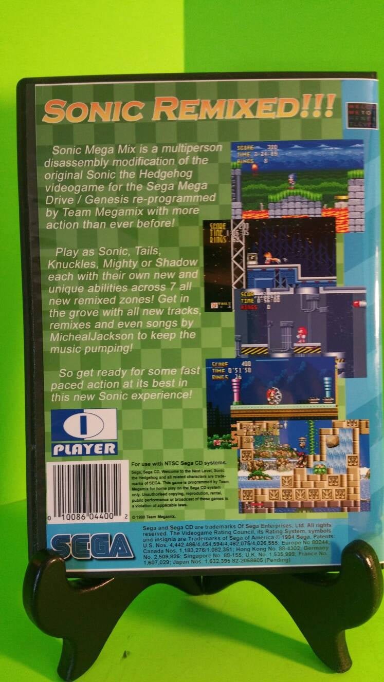 Sonic Megamix Custom Reproduction Case and Art Disc for Sega CD