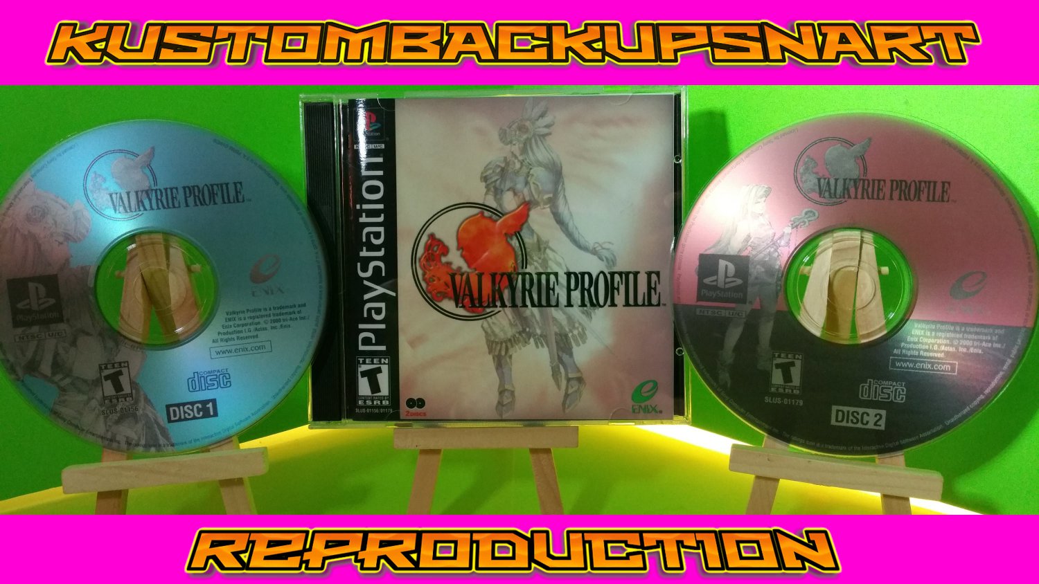 Valkyrie Profile Custom Reproduction Case and Art Disc for PS1
