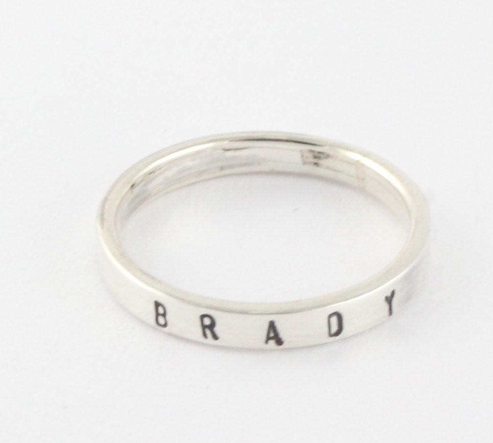 Personalized Sterling Silver Stacking Ring - Hand Stamped Custom Ring ...