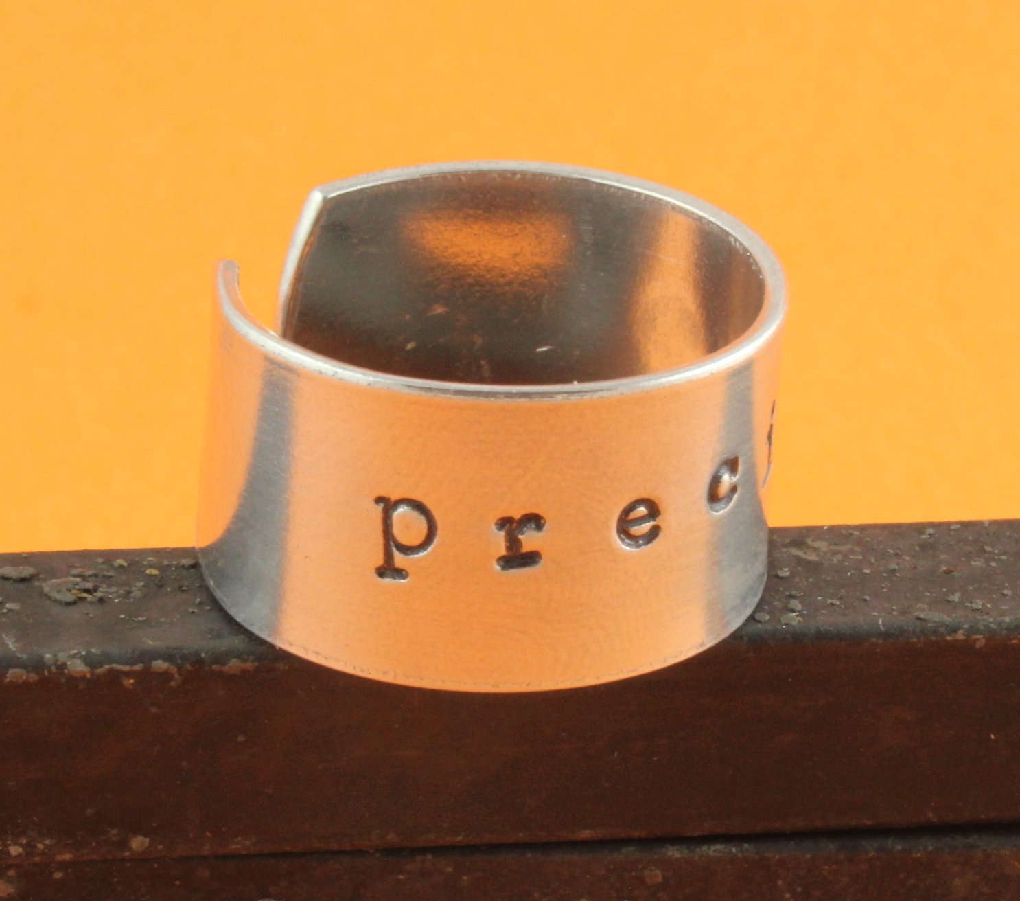 Precious Hobbit LOTR Aluminum Ring - Gollum Ring - Hand Stamped Ring
