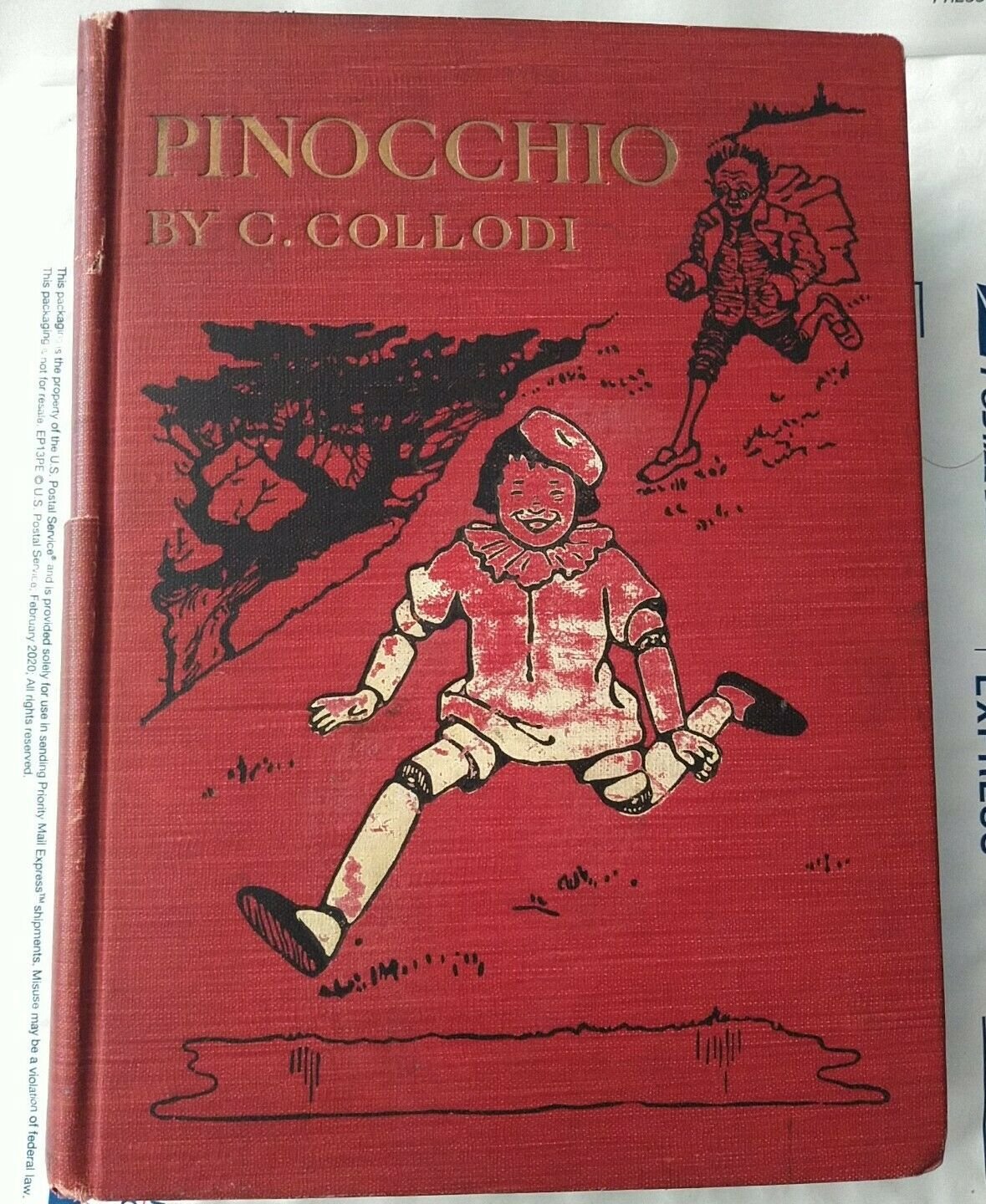 Vintage red cover Pinocchio by C. Collodi 1916 Illustrated by Maria L ...