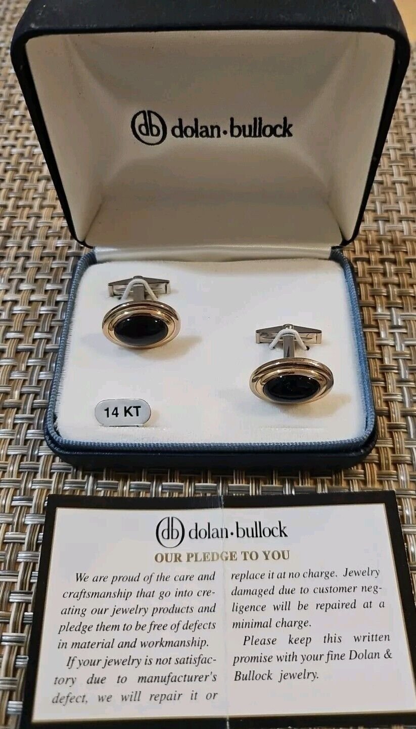 New Vintage Dolan Bullock (D.B.) 1/20 14kt G.F. Gold Onyx Oval ...