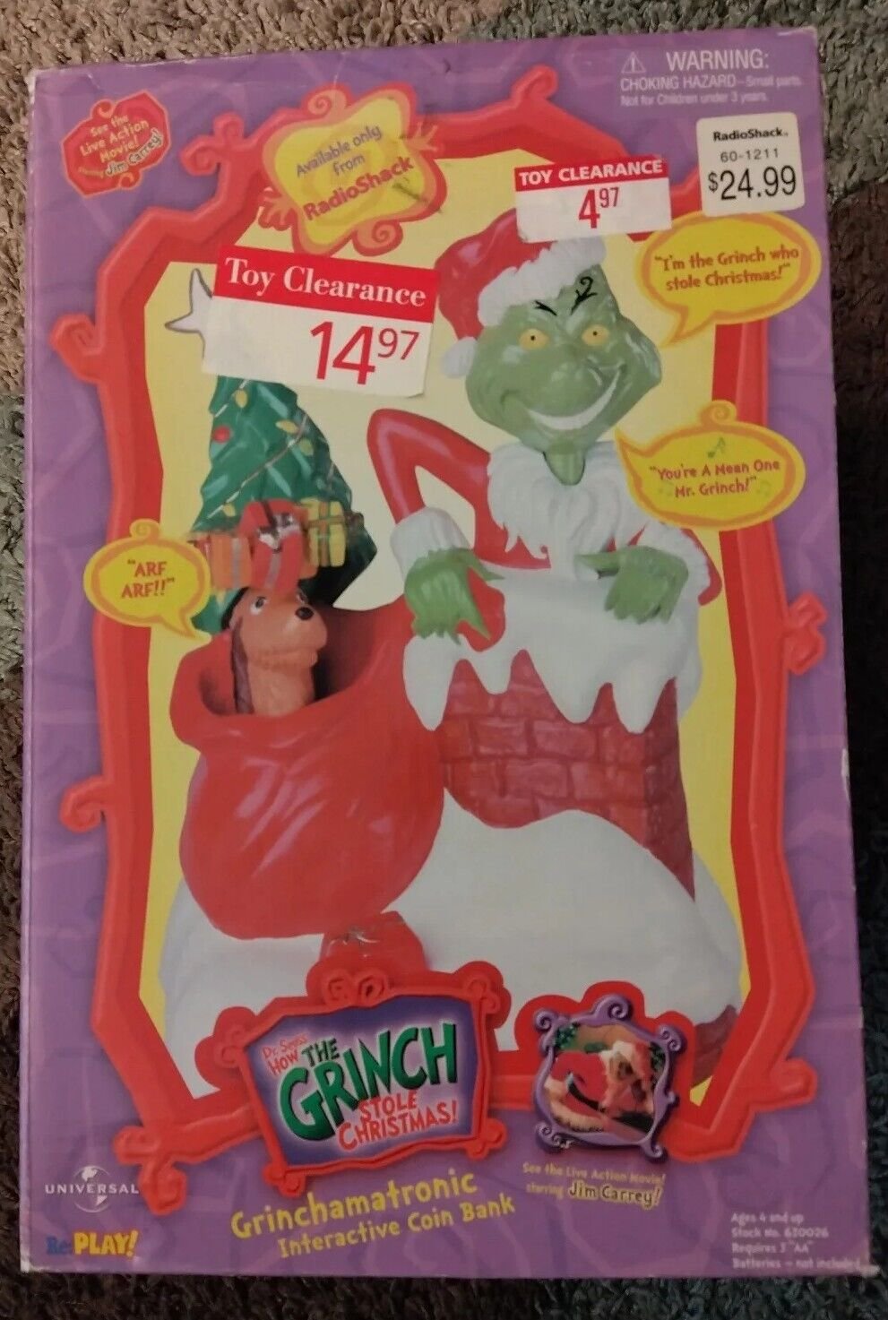 Vintage Radio Shack 2000 Grinch Interactive talking electronic bank ...