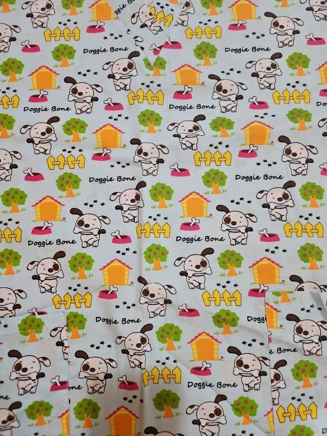New Medical Uniform Scrubs Top Blue Doggie Bone Puppy Apple Tree V-neck ...