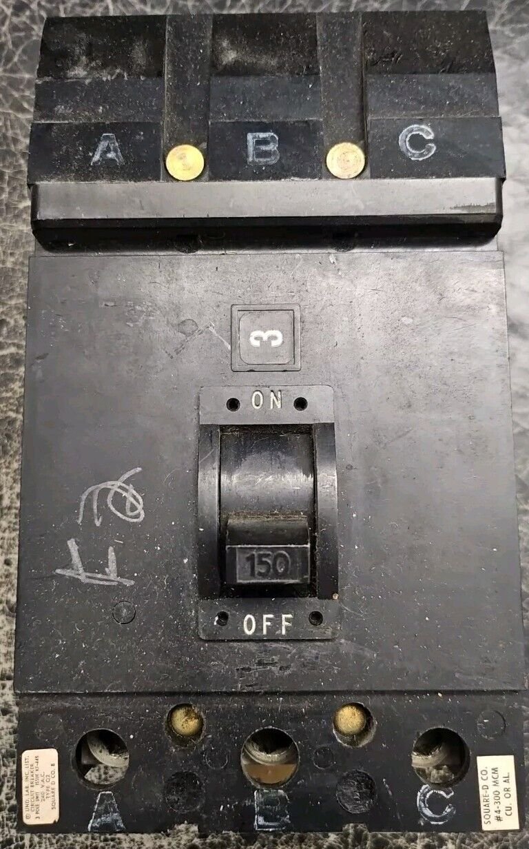 Working Square D I-Line Circuit Breaker 150A 240V 3P 3PH Type Q2 KF-449 ...