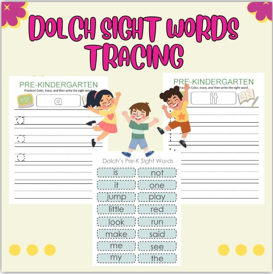 Dolch Sight Words Tracing, Preschool Worksheets and Teaching Materials