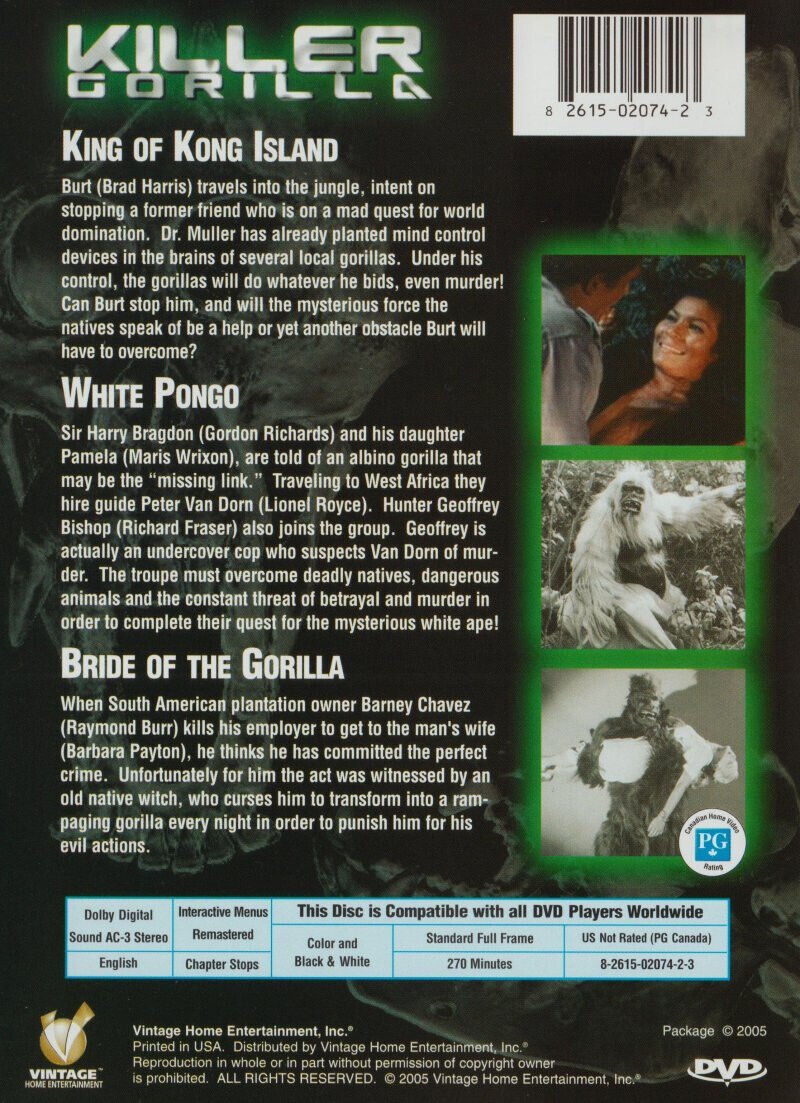 Killer Gorilla: KING OF KONG ISLAND / BRIDE OF THE GORILLA / WHITE PONGO
