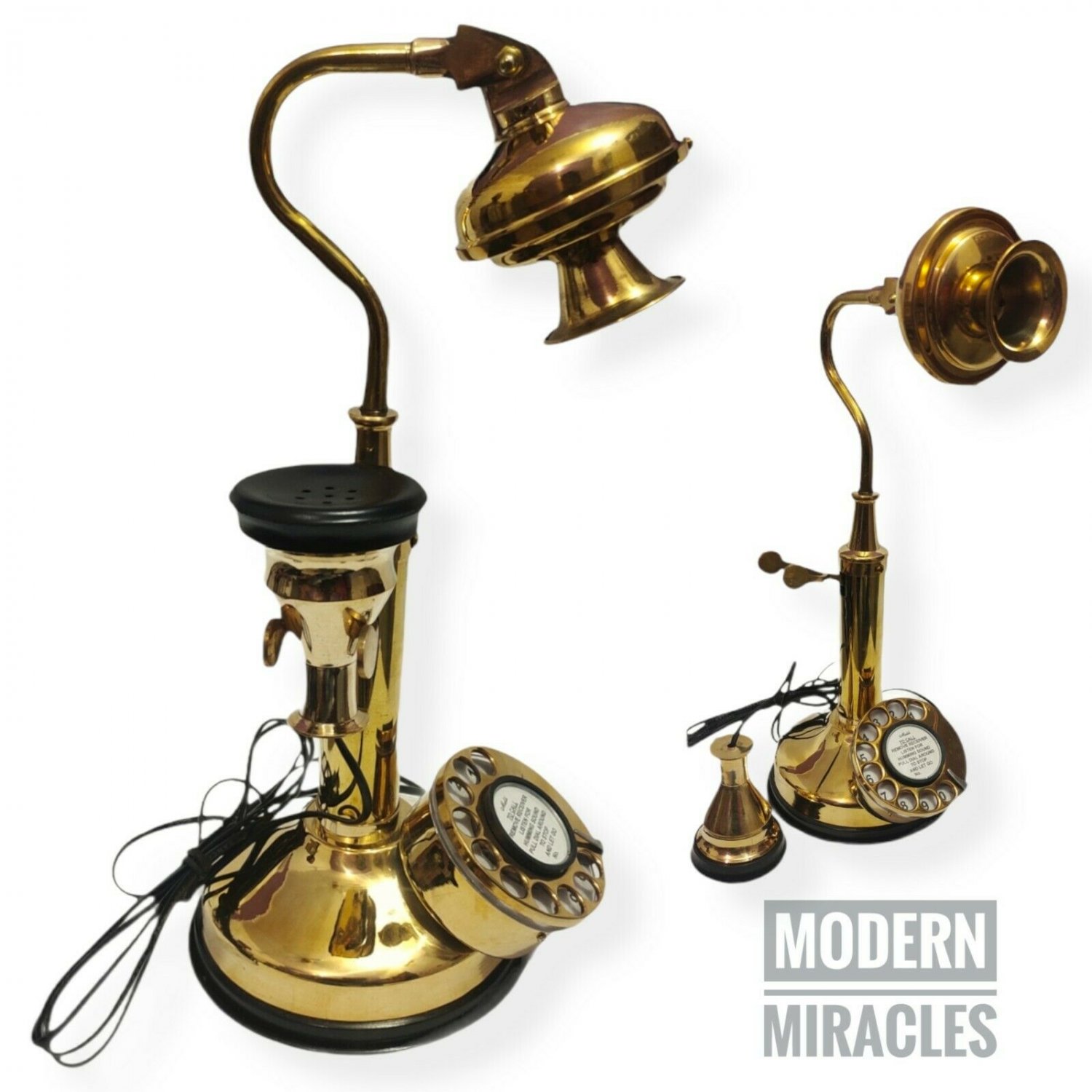 Vintage Rotary Dial Candlestick Phone Long Stylish Brass Telephone ...