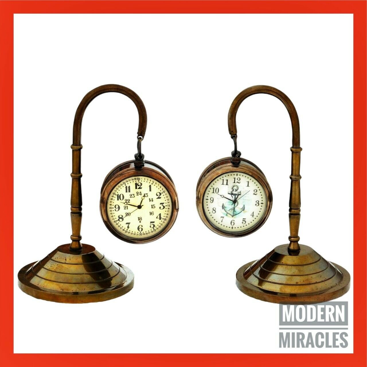 Victoria Brass Antique Desktop Brass Clock Nautical Double Side Desk ...