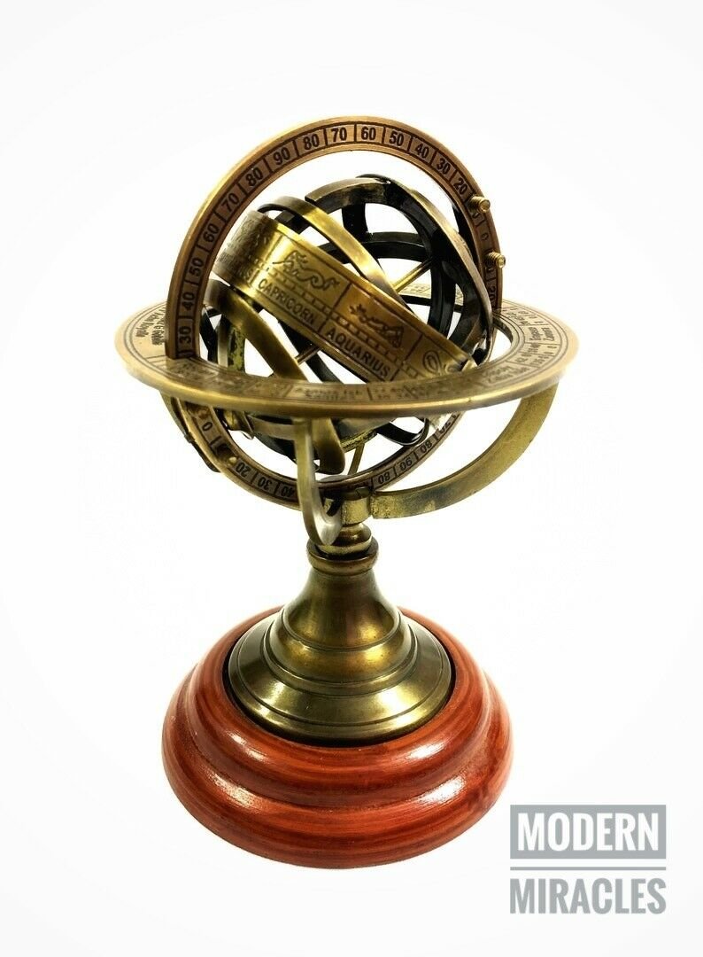8" Antique Style Brass Armillary Sphere Astrolabe Nautical Marine ...