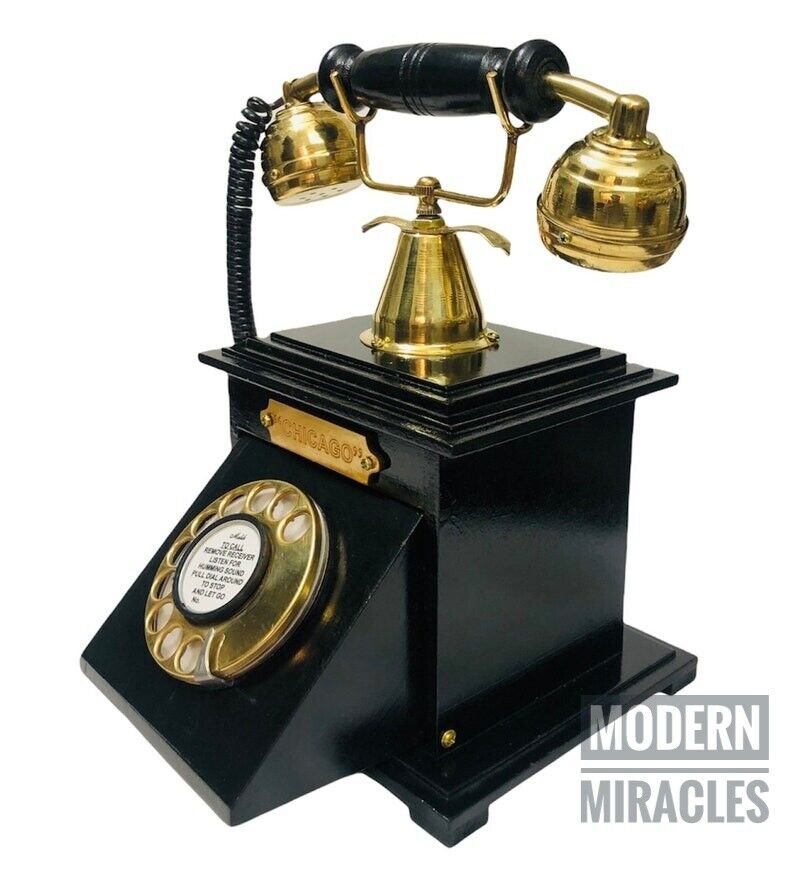Vintage Chicago Classic Handmade Wooden Working Telephone With Hidden ...