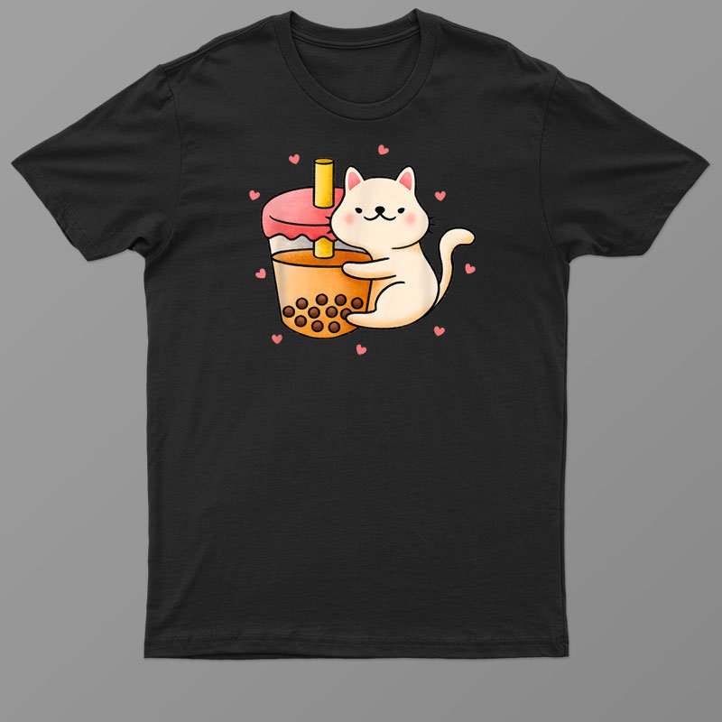 Anime Kawaii Cat Boba Bubble Tea Anime Merch Gifts Teen Girl Shirt For ...