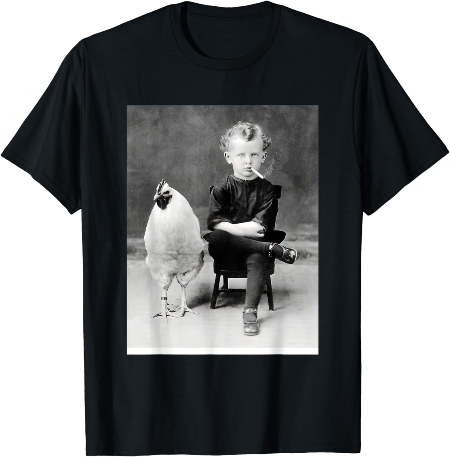 Little Boy With Chicken Rooster Smoking T-Shirt