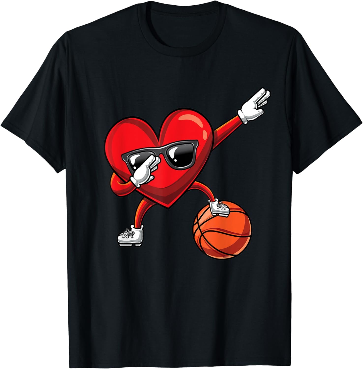 Dabbing Heart Dab Basketball Cute Valentines Day Boys Gift T-Shirt