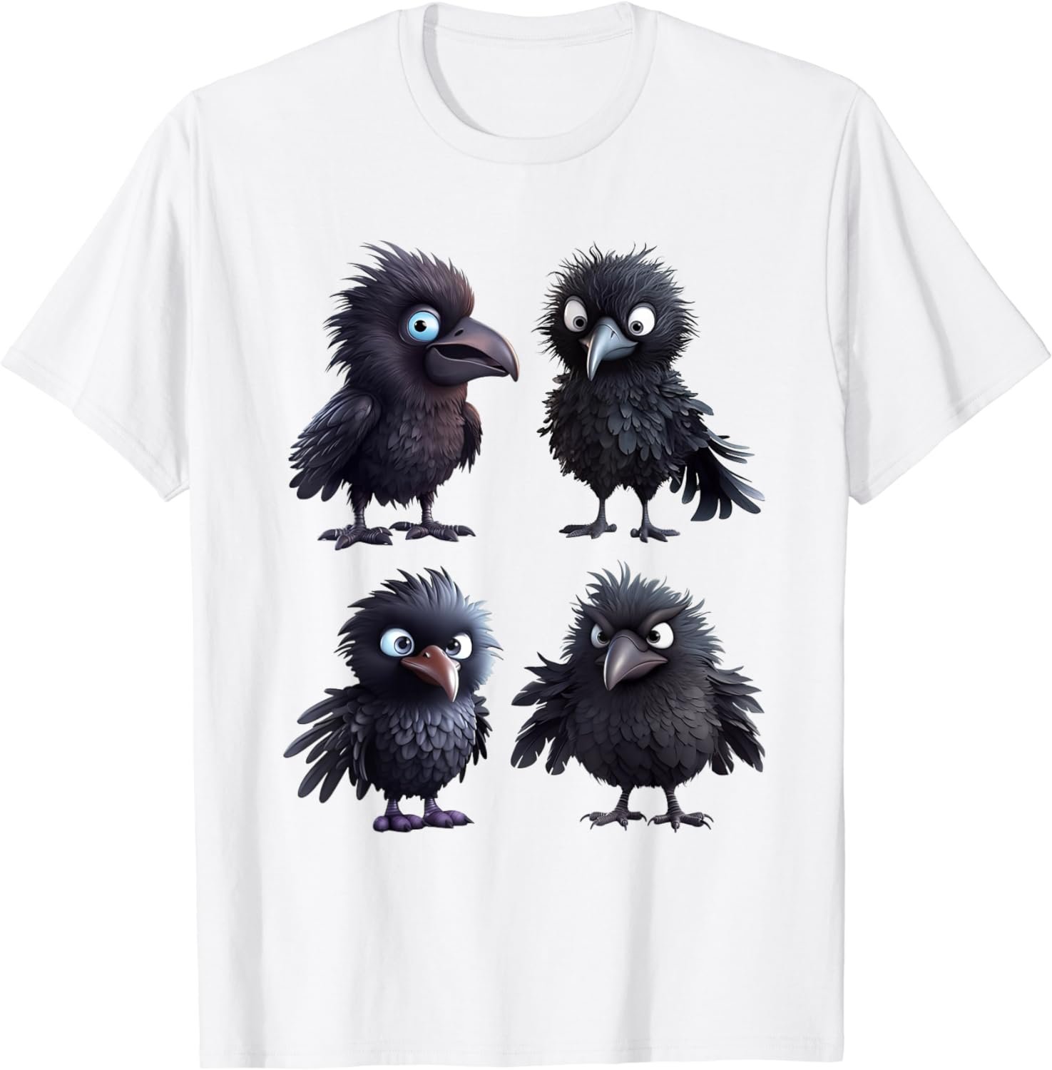 Funny Goth Raven Graphic Women Men Kids Cute Raven Pattern T-Shirt