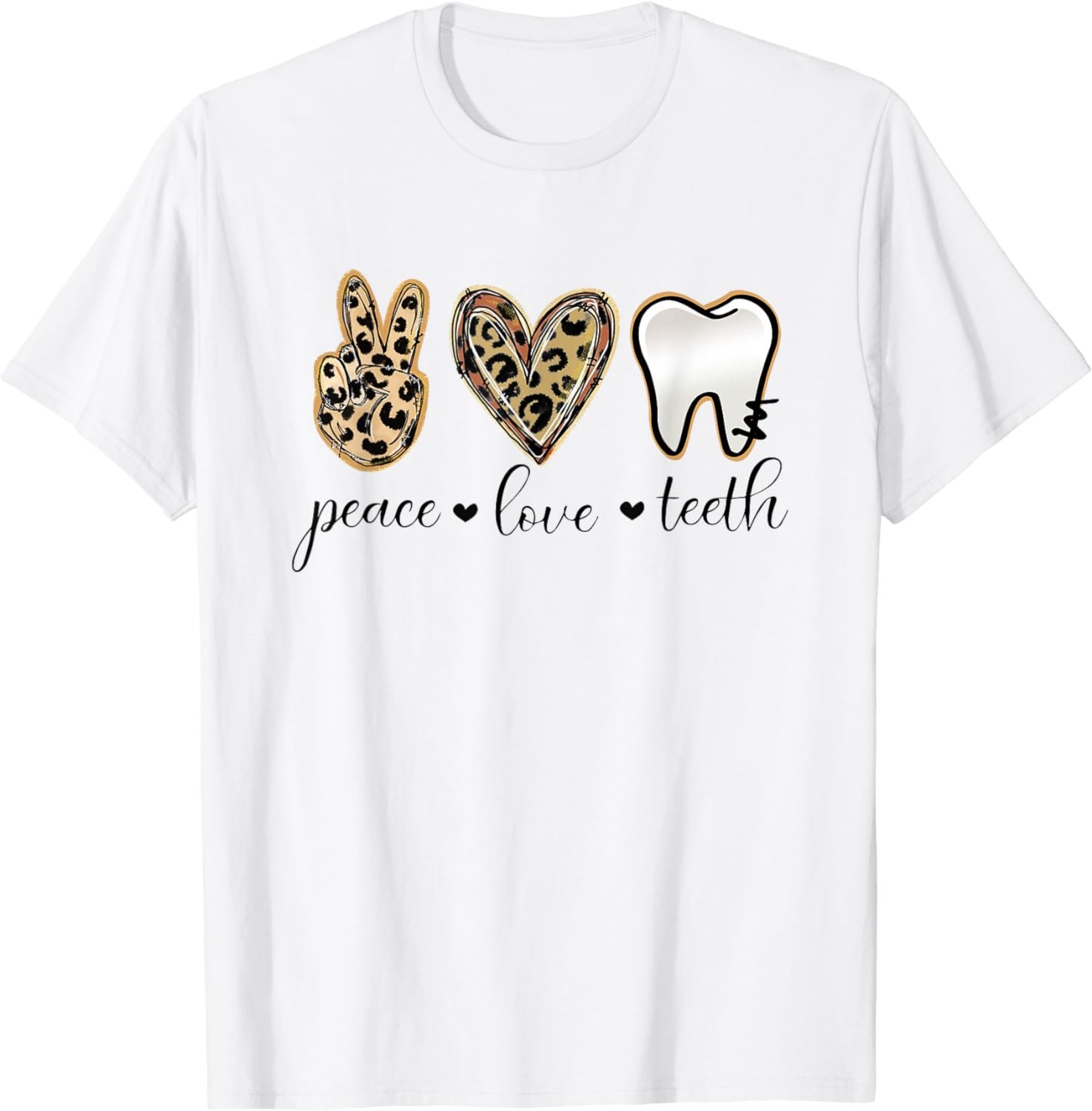 Groovy Peace Love Teeth Dental Hygienist or Dental Assistant T-Shirt