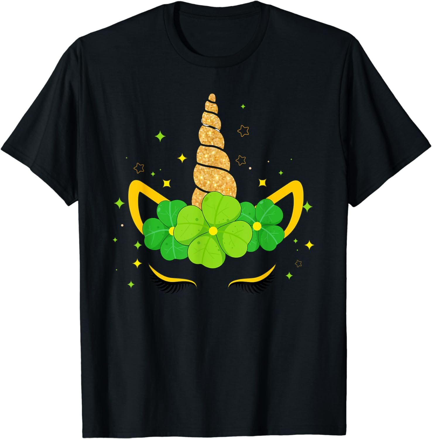 Cute Unicorn Face Irish Shamrock St Patrick's Day Kids T-Shirt