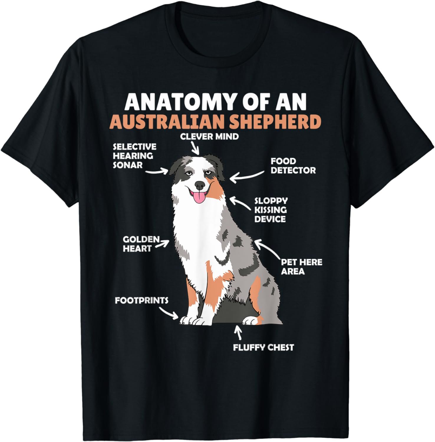 Anatomy Of An Australian Shepherd Cute Dogs Funny Dog T-Shirt