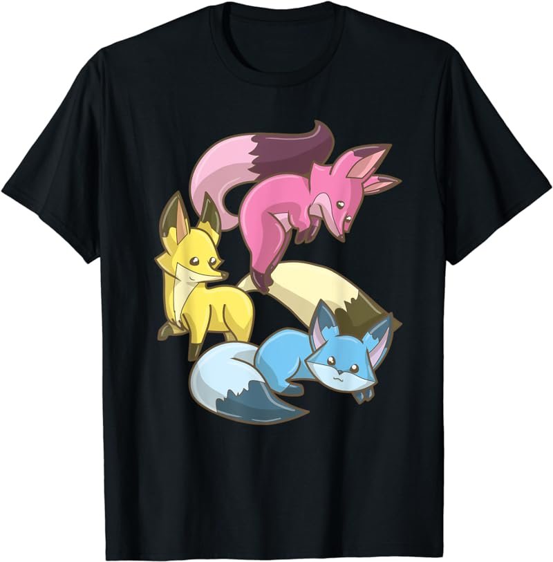 Pansexual Fox, Kawaii Pastel Goth Anime Art Subtle Pan Pride T-Shirt