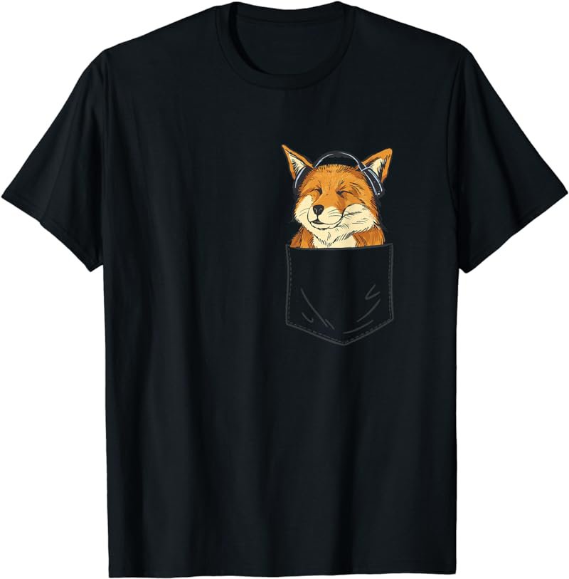 Fox Face Fox With Headphones Bag Fox Cute Men Ladies T-Shirt