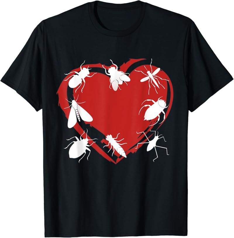 I Love Bugs Insects Creatures Flies Beetles Heart T-Shirt