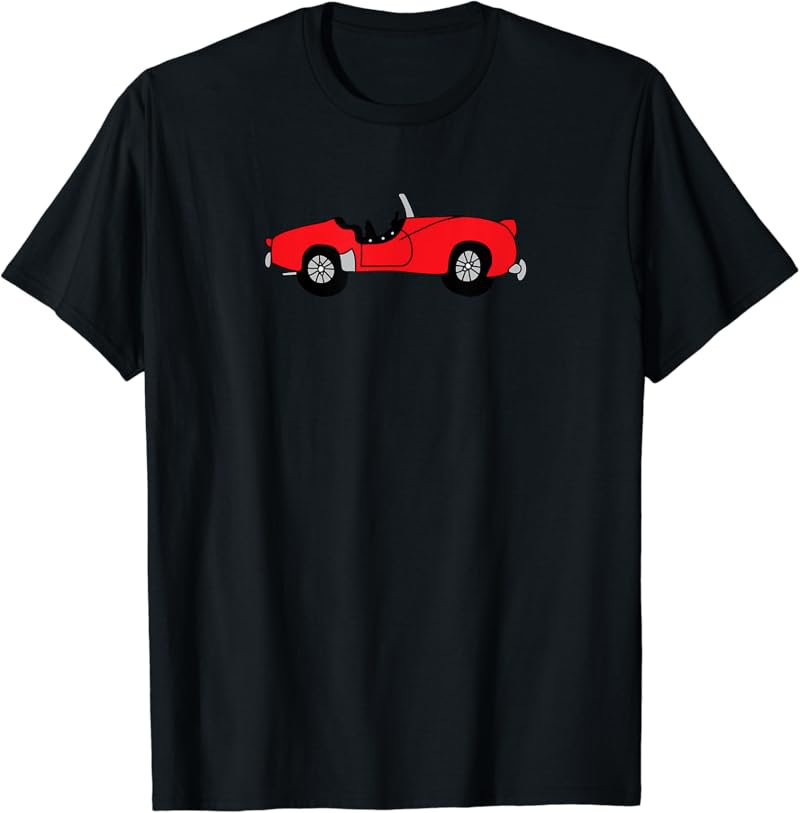 Red Triumph TR3 Cartoon British Car Love T-shirt