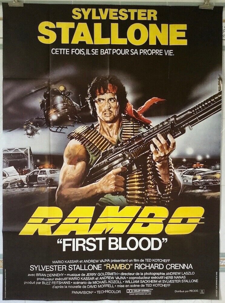 RAMBO - FIRST BLOOD (1982) SYLVESTER STALLONE - 47x63 - GREAT ARTWORK