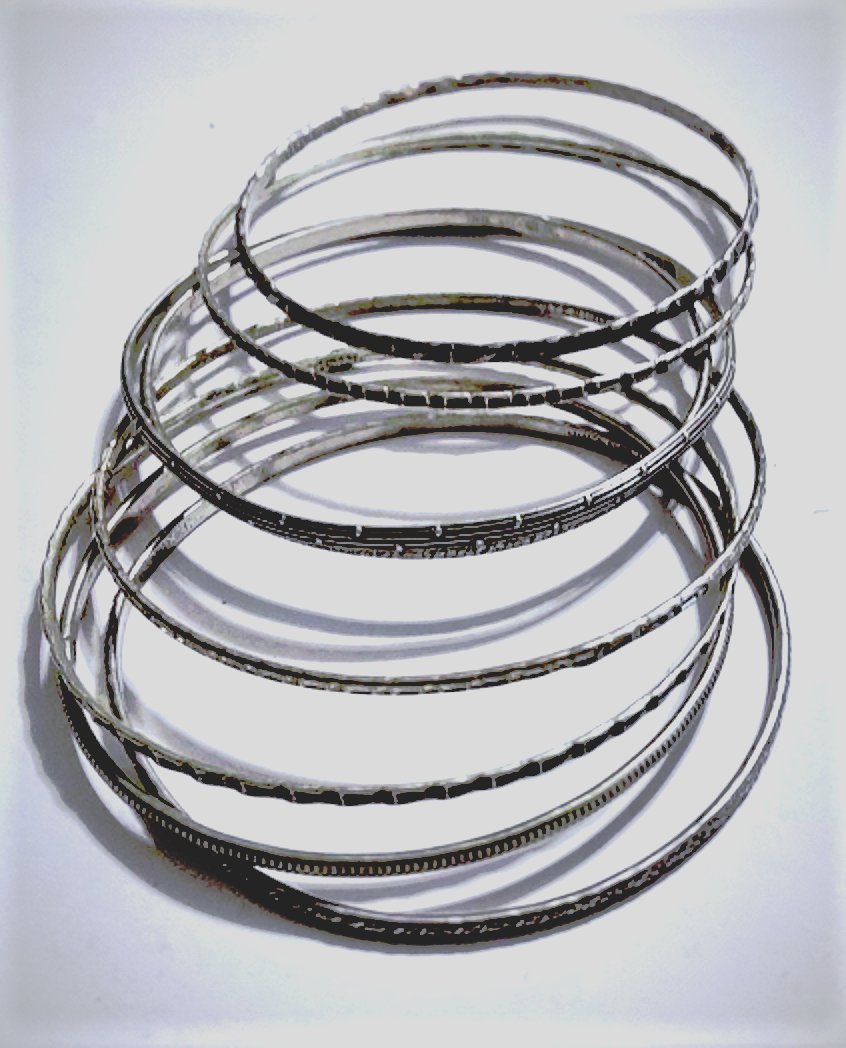 Vintage Sterling Silver OLD MEXICO Assorted Thin Bangle Bracelets Lot of 8