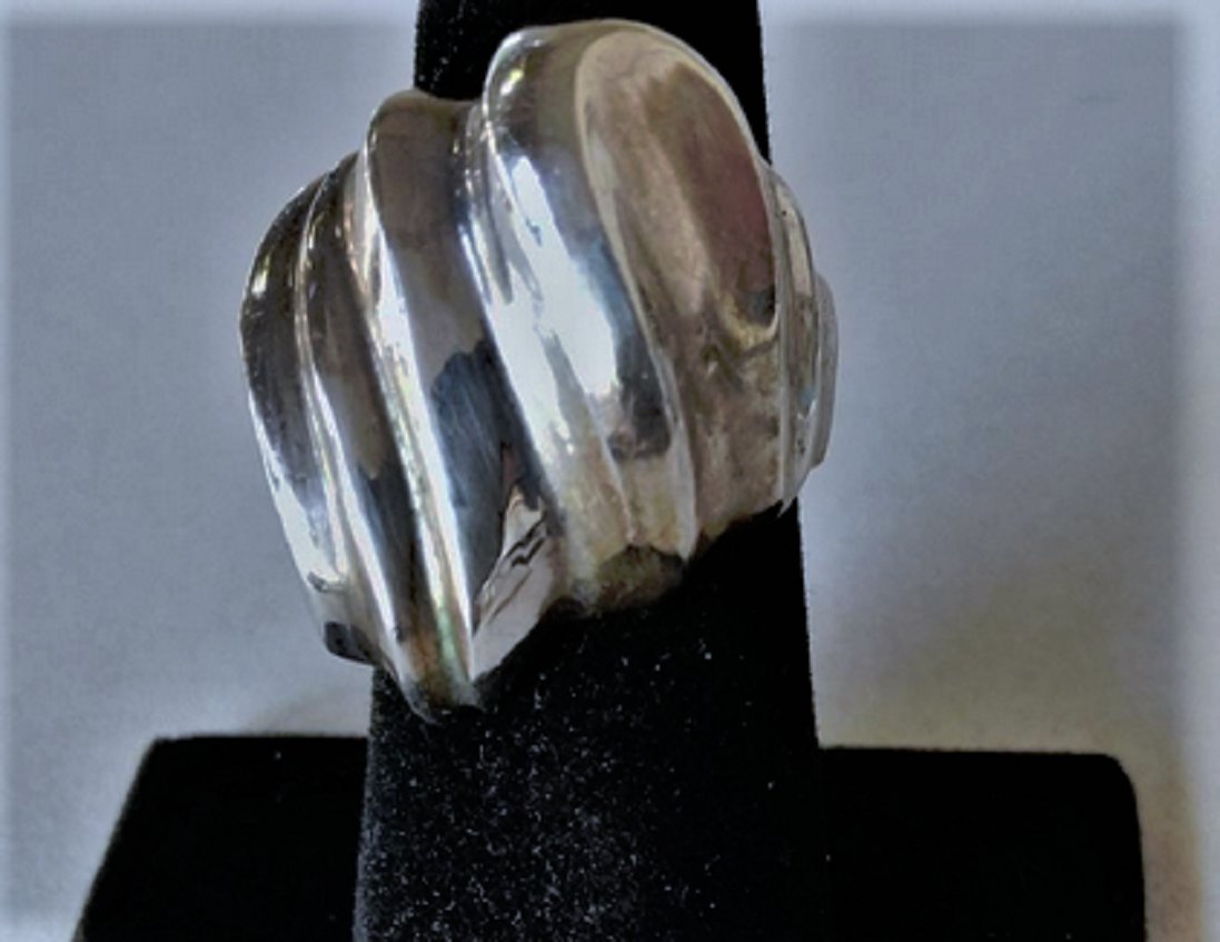 Vintage Sterling Silver MODERNIST Chunky Undulating Freeform Dome Ring ...
