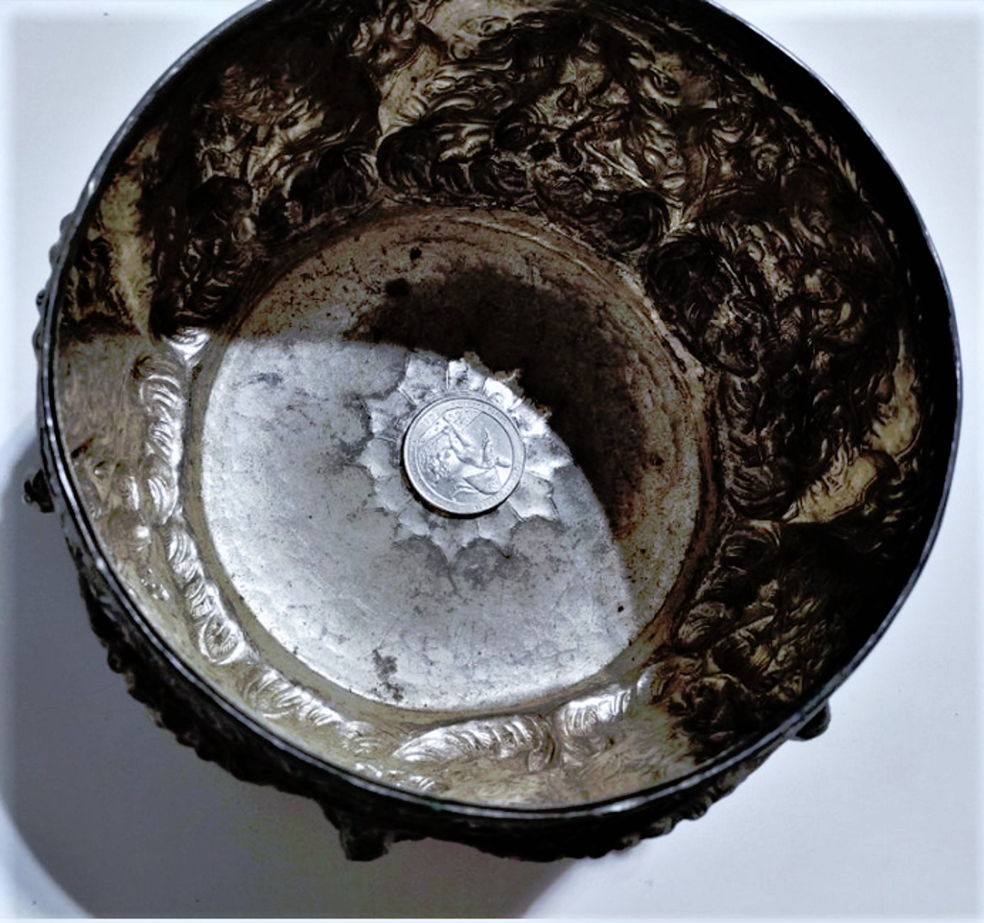 Antique 900 Silver Burma Myanmar Siam Thai Alms Beggar Bowl Hi Relief ...